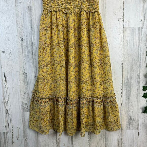 Max Studio | Dresses | Max Studio Yellow Floral Midi Dress Brand New ...